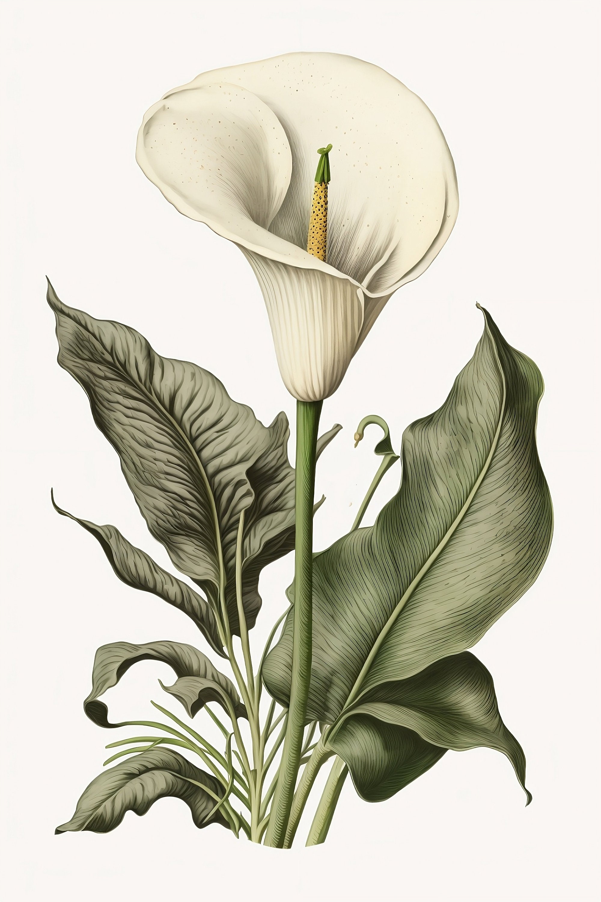 White Calla Lily Vintage Botanical Digital Art Print - Etsy