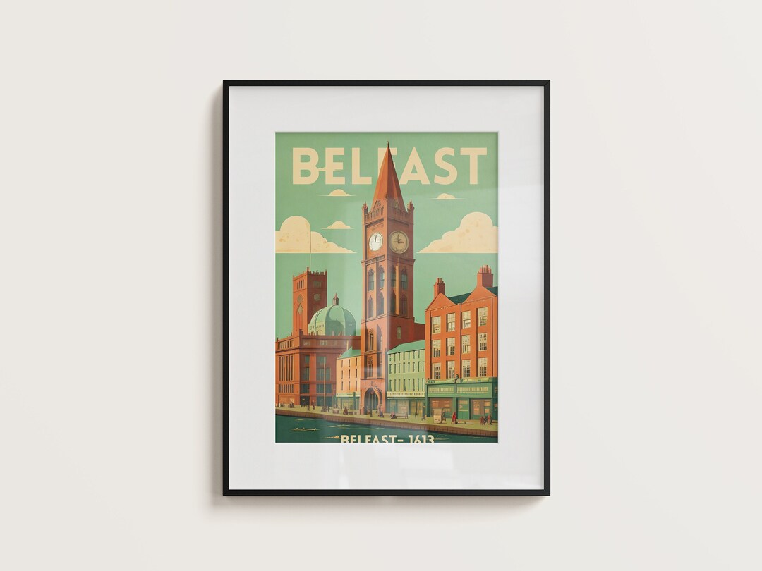 Belfast Print, Travel Poster, Belfast Wall Art, Retro Belfast City ...