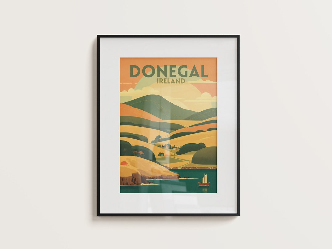 Donegal Print, Donegal Travel Poster, Donegal Wall Art, Vintage Donegal ...