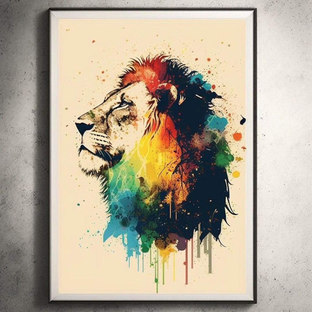 2 DESIGNS* Rainbow Lion Wall Poster, Wall Decor, Printable, Template ...