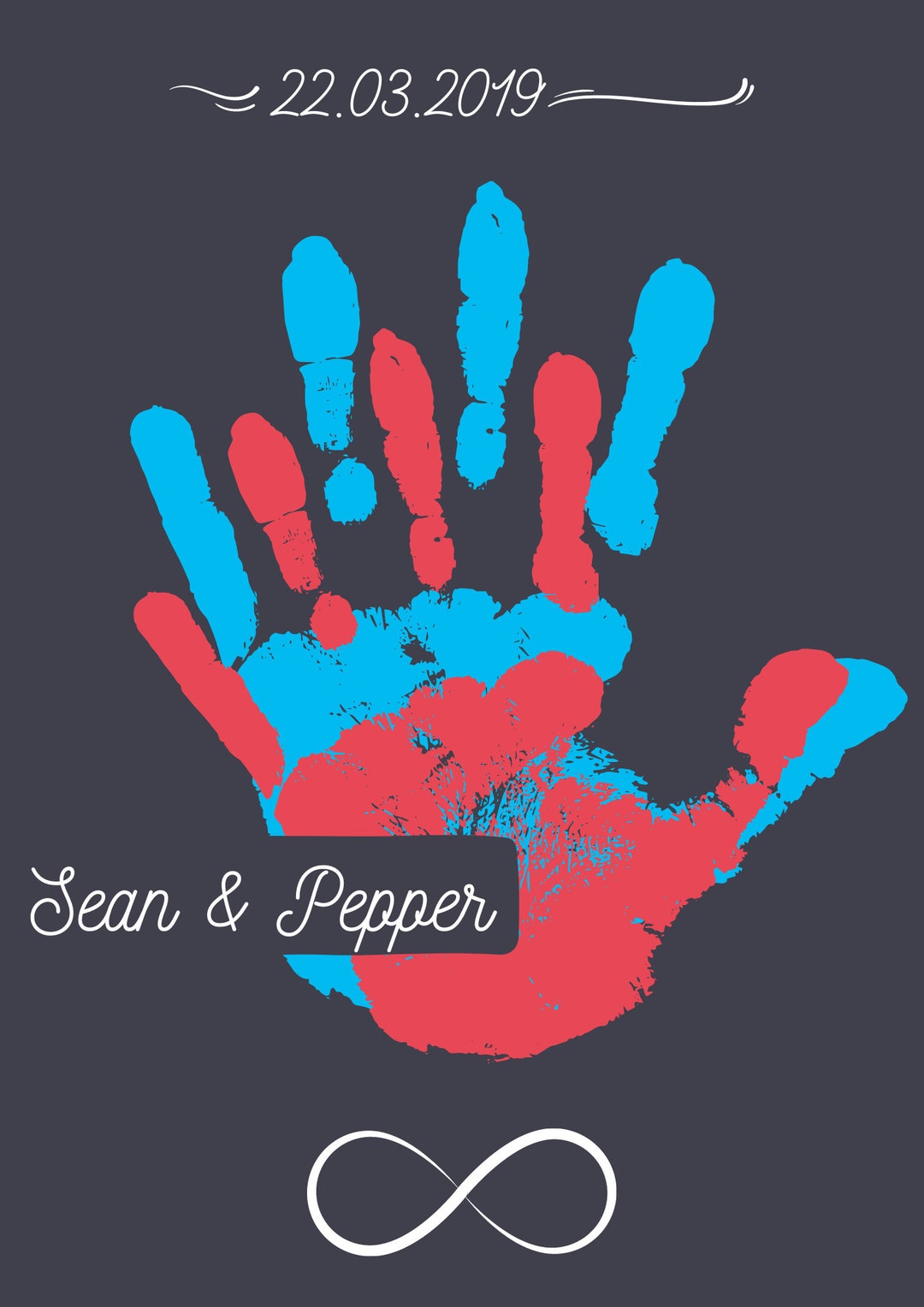 Handprints Art Print - Digital Download, Canva, Personalisation - Lover ...
