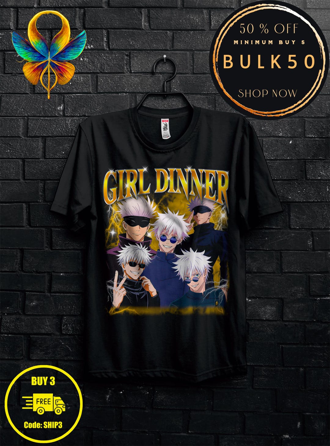 Gojo Satoru Girl Dinner Bootleg Cosplay Shirt Gift,choso Jjk,geto ...