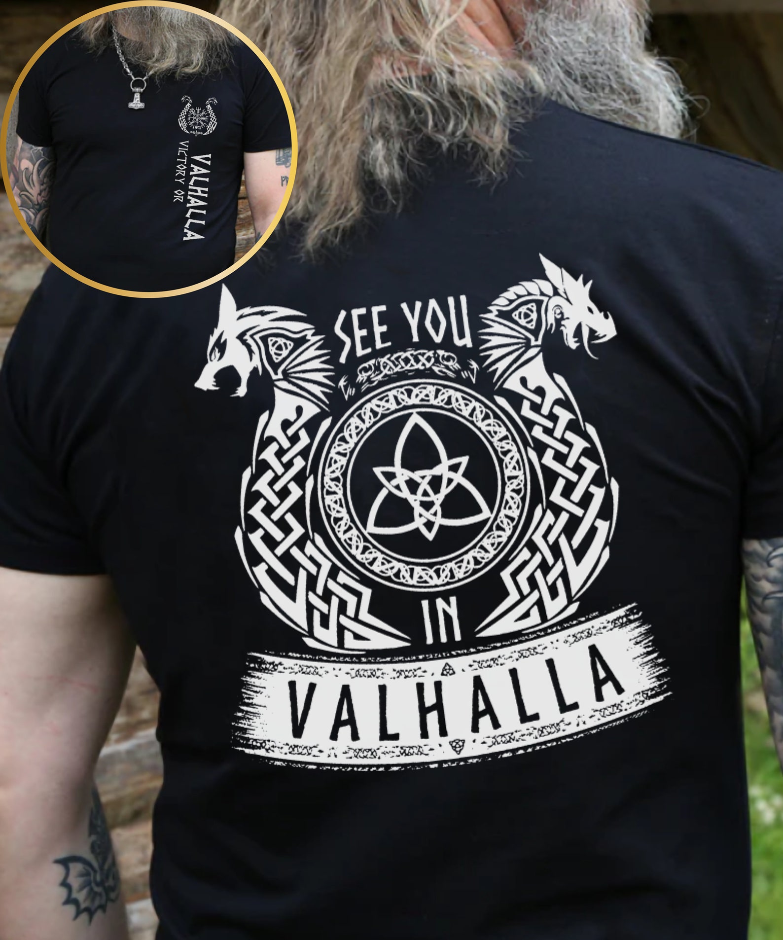 See You in Valhalla Viking T-shirt Gift for Warrior Man, Norse Ship ...