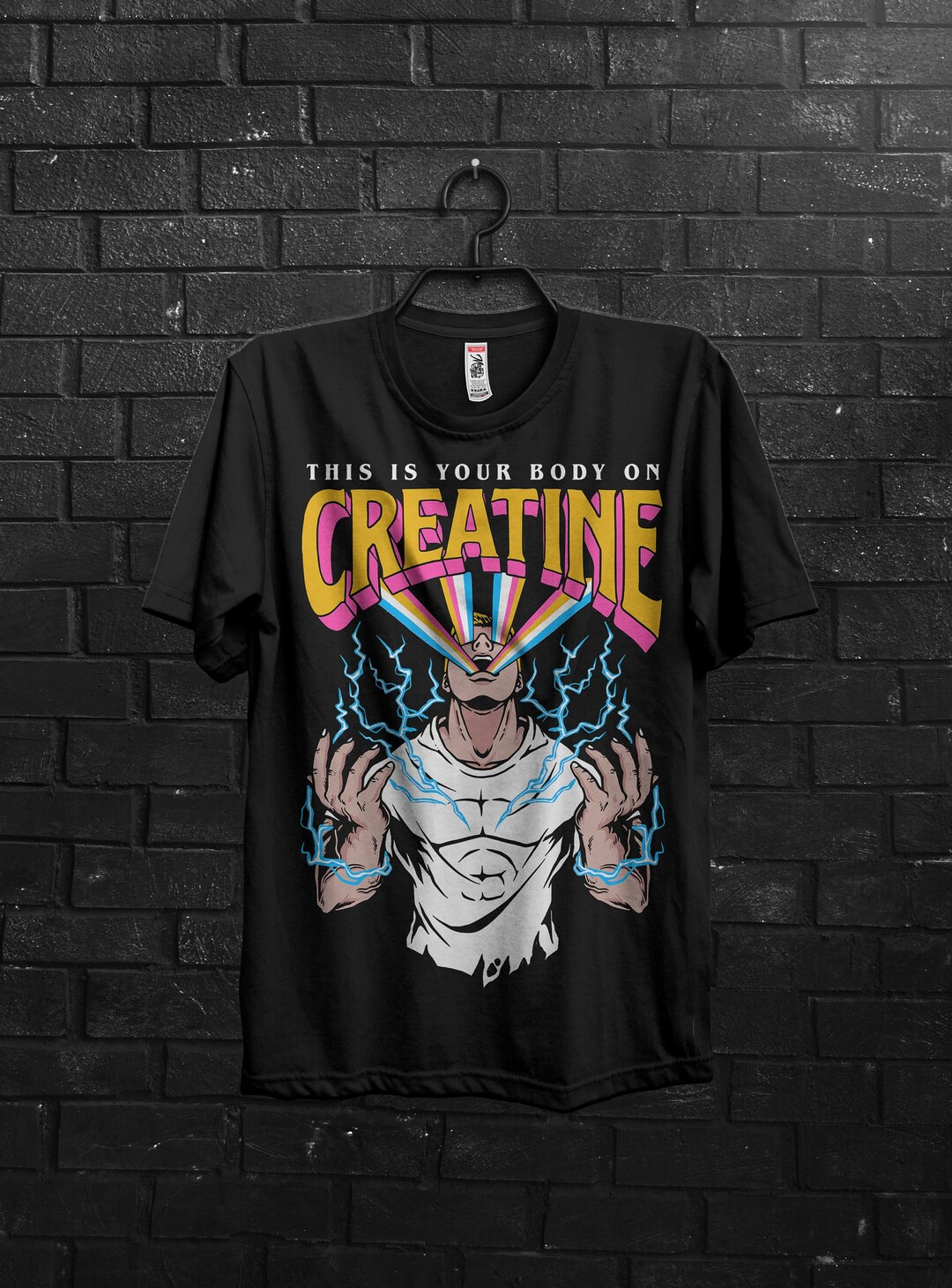 Lightning Bolt Gym Shirt Gift,creatine Fitness Tee Energy Workout Top ...