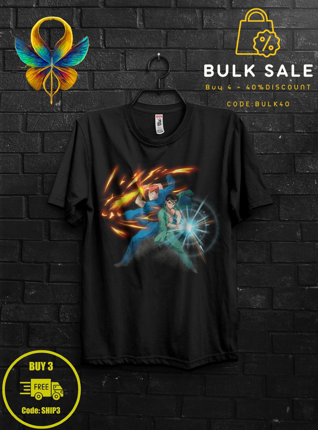 Yusuke Urameshi and Kazuma Puu Yu Yu Hakusho T-shirt Anime Gift,hiei ...