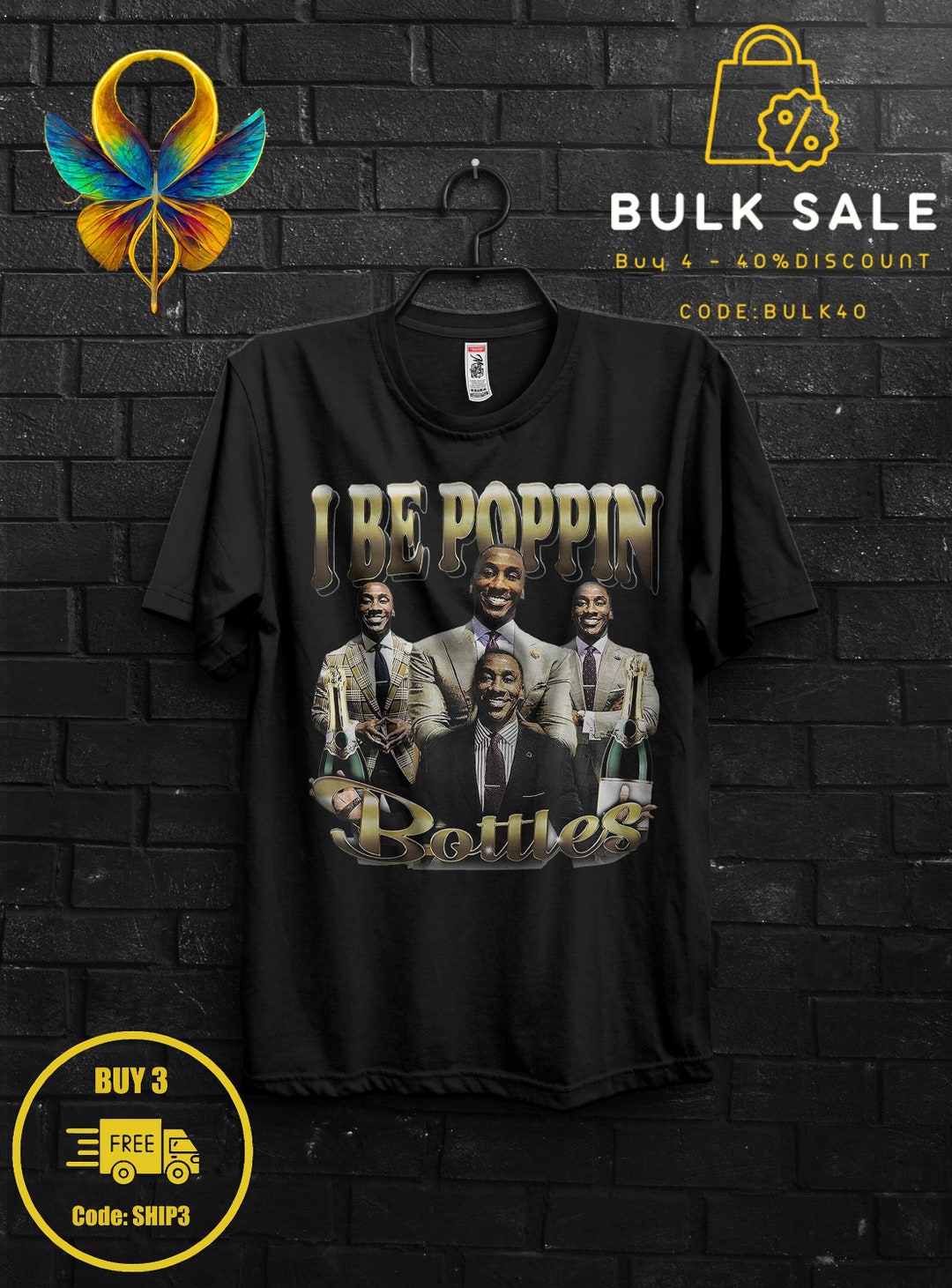 I Be Poppin Bottles Shirt Funny Gift for Mans,shannon Sharpe Fan Tshirt ...