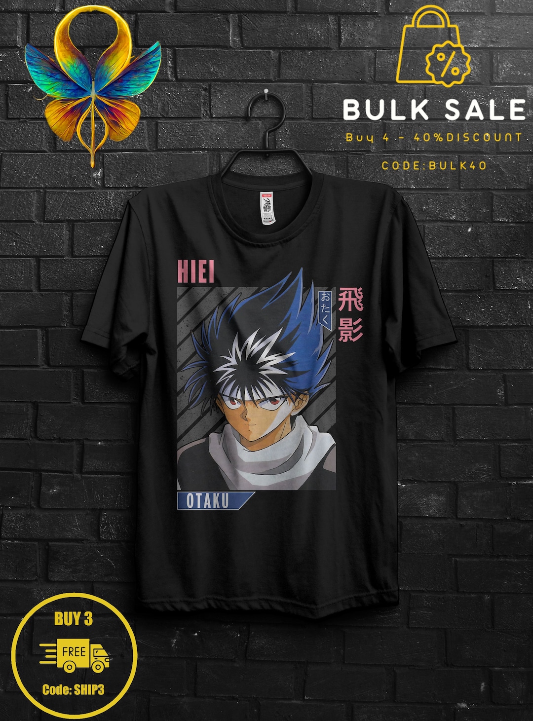 Hiei Yu Yu Hakusho T-shirt Anime Gift for Him,yukina Tshirt for Botan ...