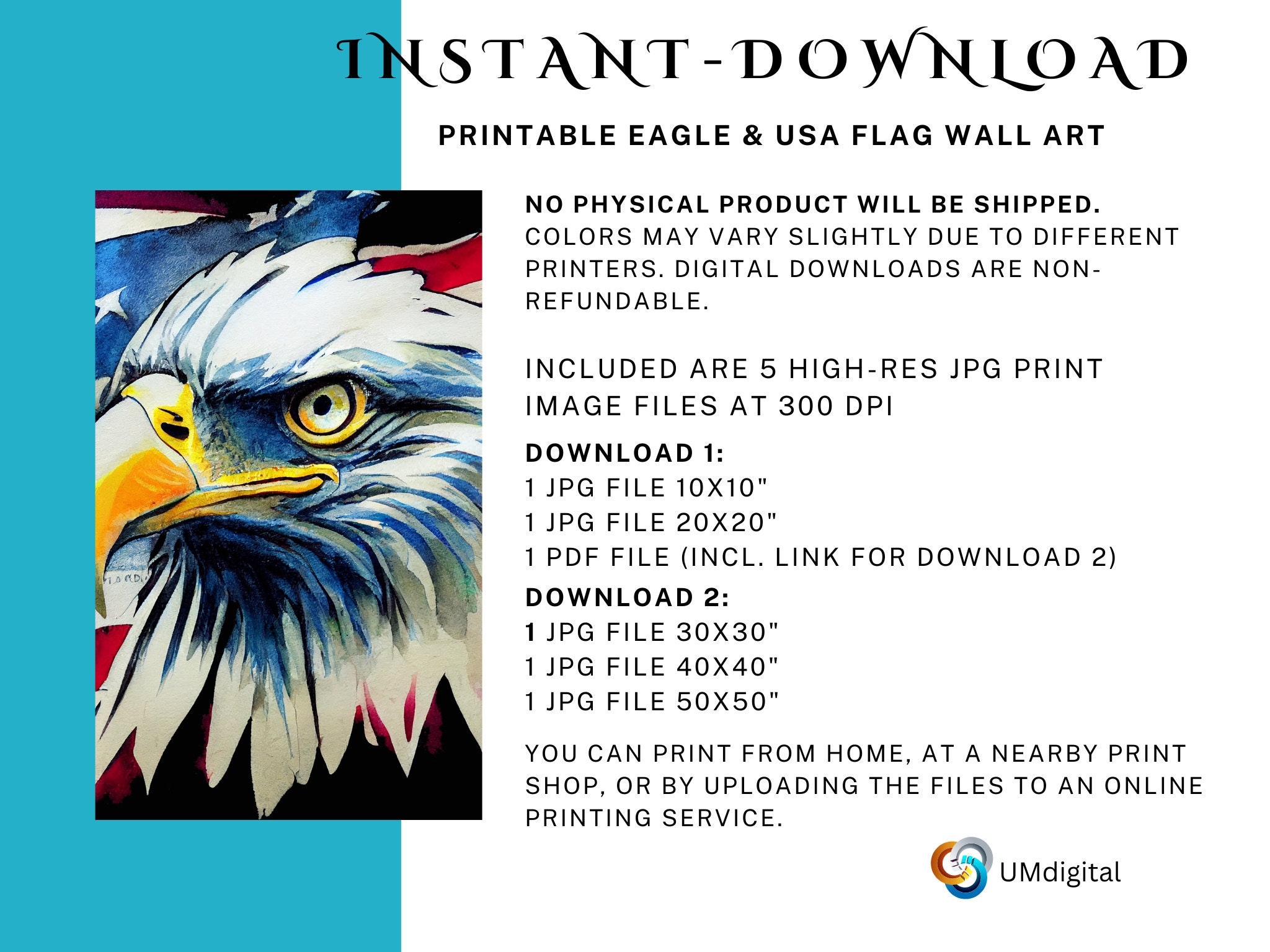 DIGITAL Download,eagle With American Flag,american Flag,eagle,printable ...