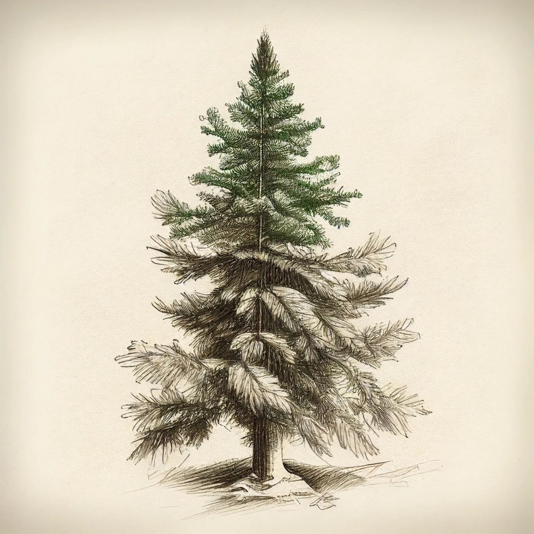 Balsam Fir Digital Sketch Instant Download - Etsy