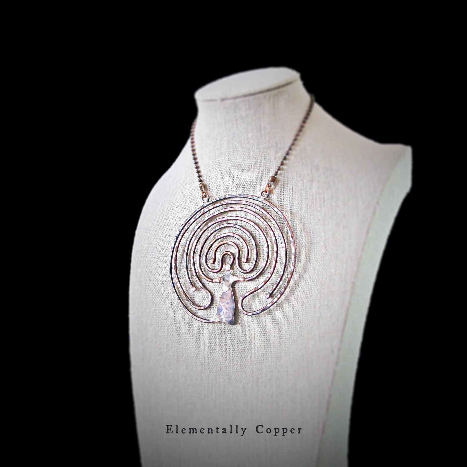 Tapuat Copper Pendant With Oxidized Copper Ball Chain - Etsy
