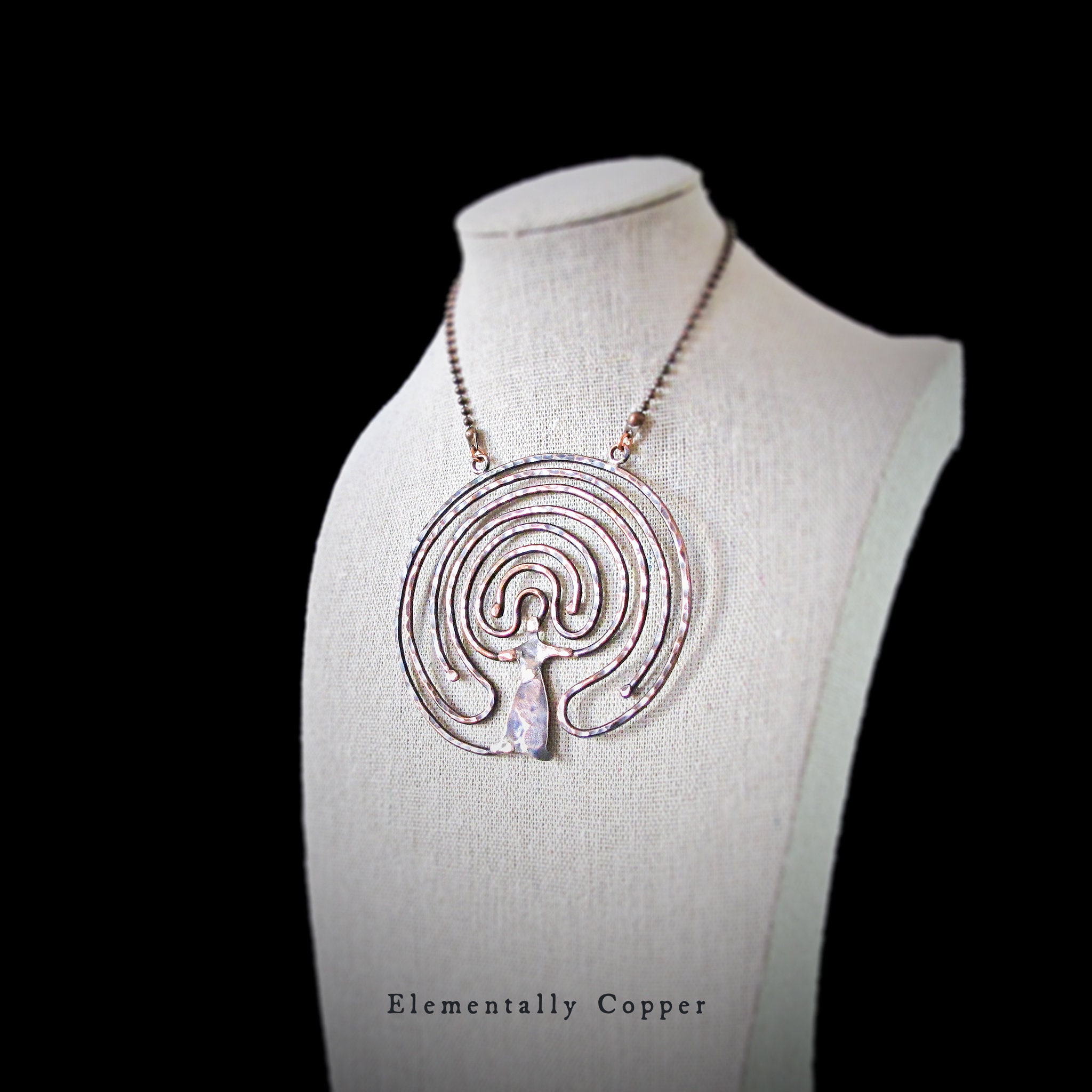 Tapuat Copper Pendant With Oxidized Copper Ball Chain - Etsy