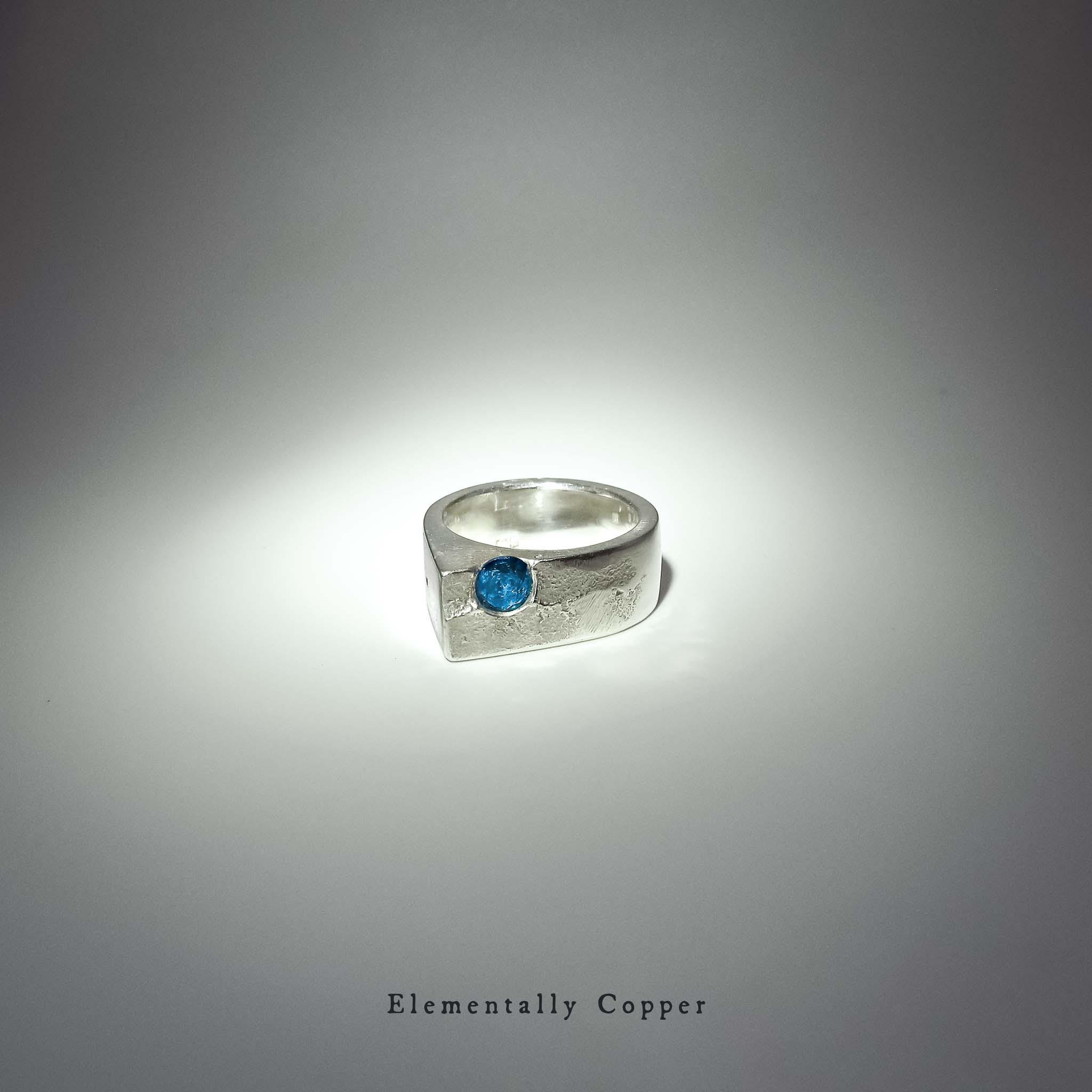 Solid Sterling Silver Sand Cast Ring With Blue Cubic Zirconia - Etsy