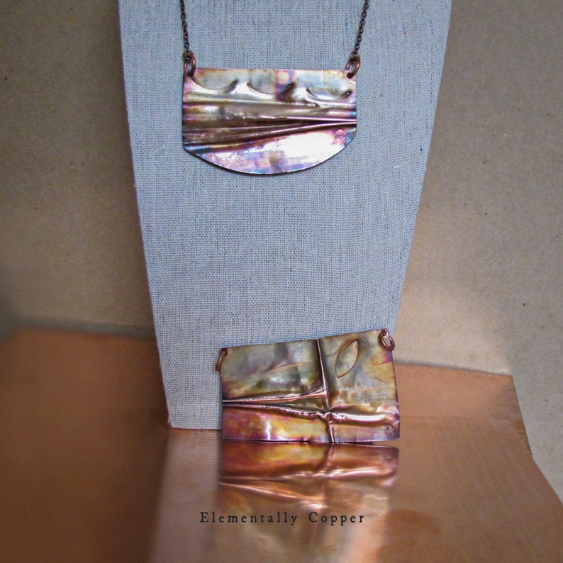 Nature Inspired Fold-formed Copper Pendant With Oxidized Copper Cable ...
