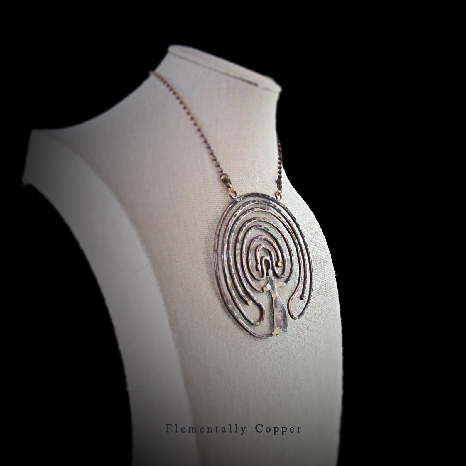 Tapuat Copper Pendant With Oxidized Copper Ball Chain - Etsy
