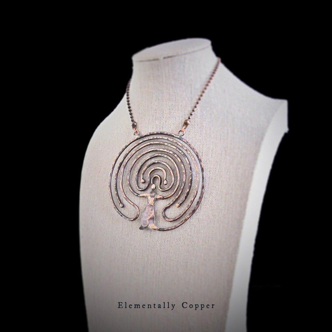Tapuat Copper Pendant With Oxidized Copper Ball Chain - Etsy
