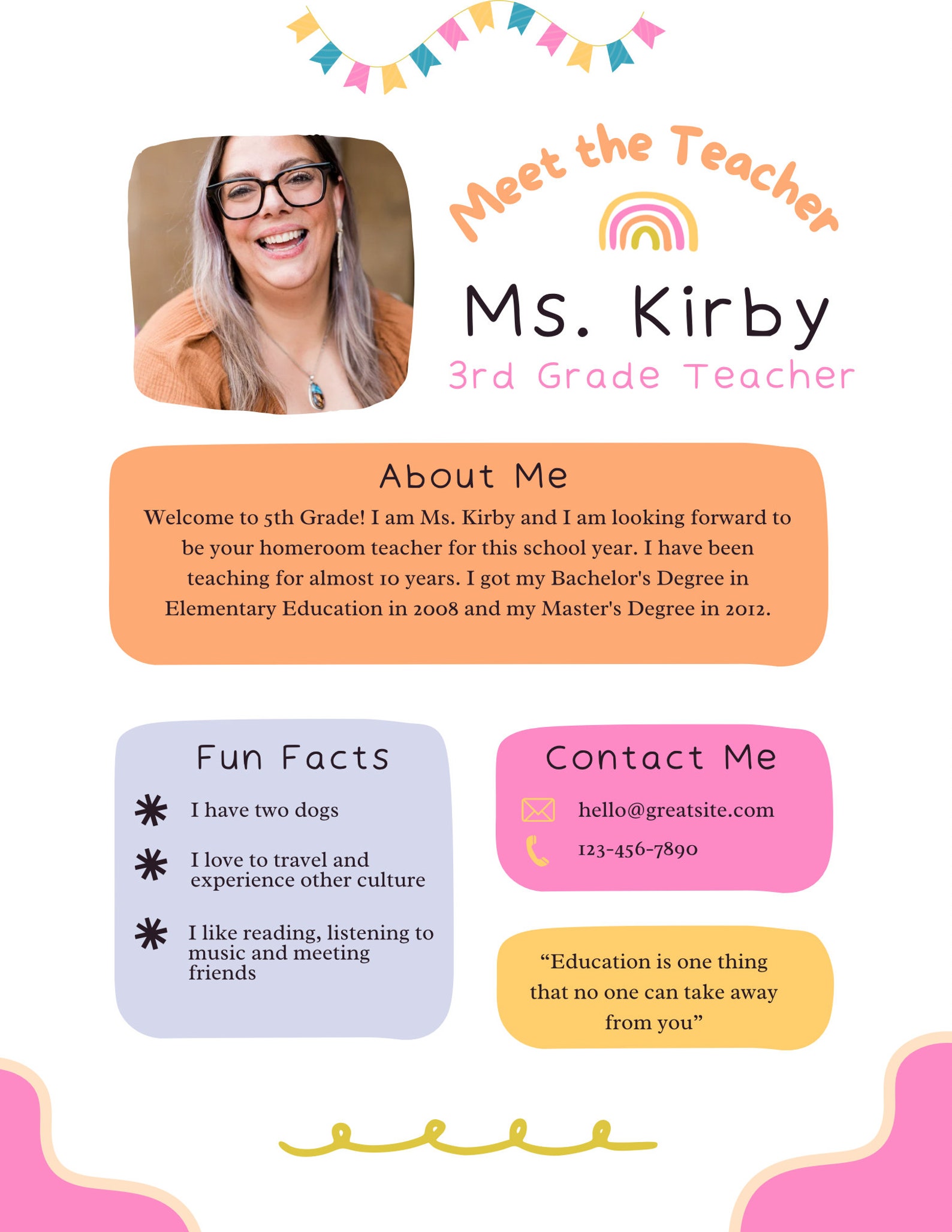 Meet the Teacher Editable Canva Template PDF Colorful - Etsy
