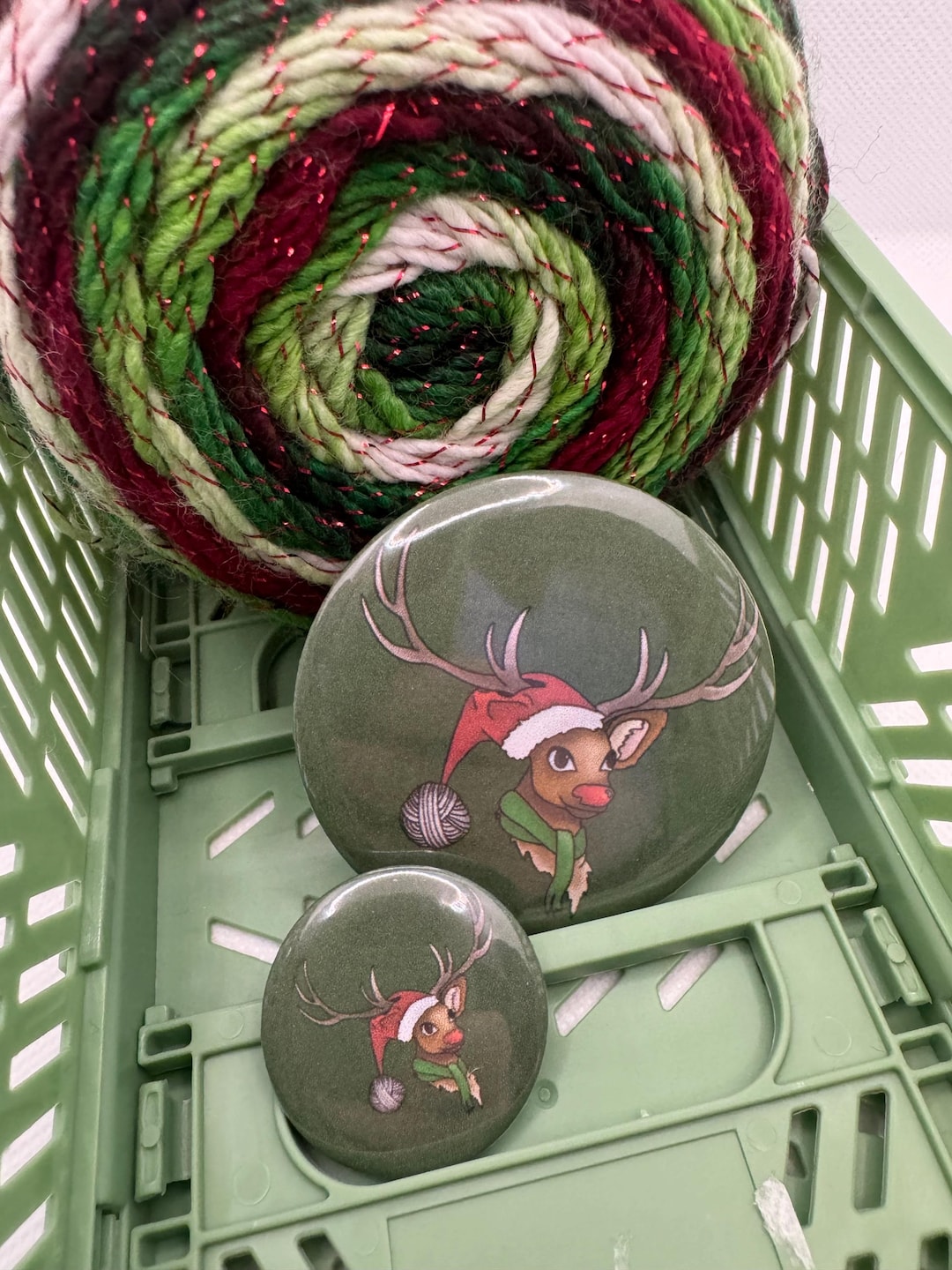 Reindeer Button Badge | Crochet Badge in 2 Sizes | Christmas Button ...