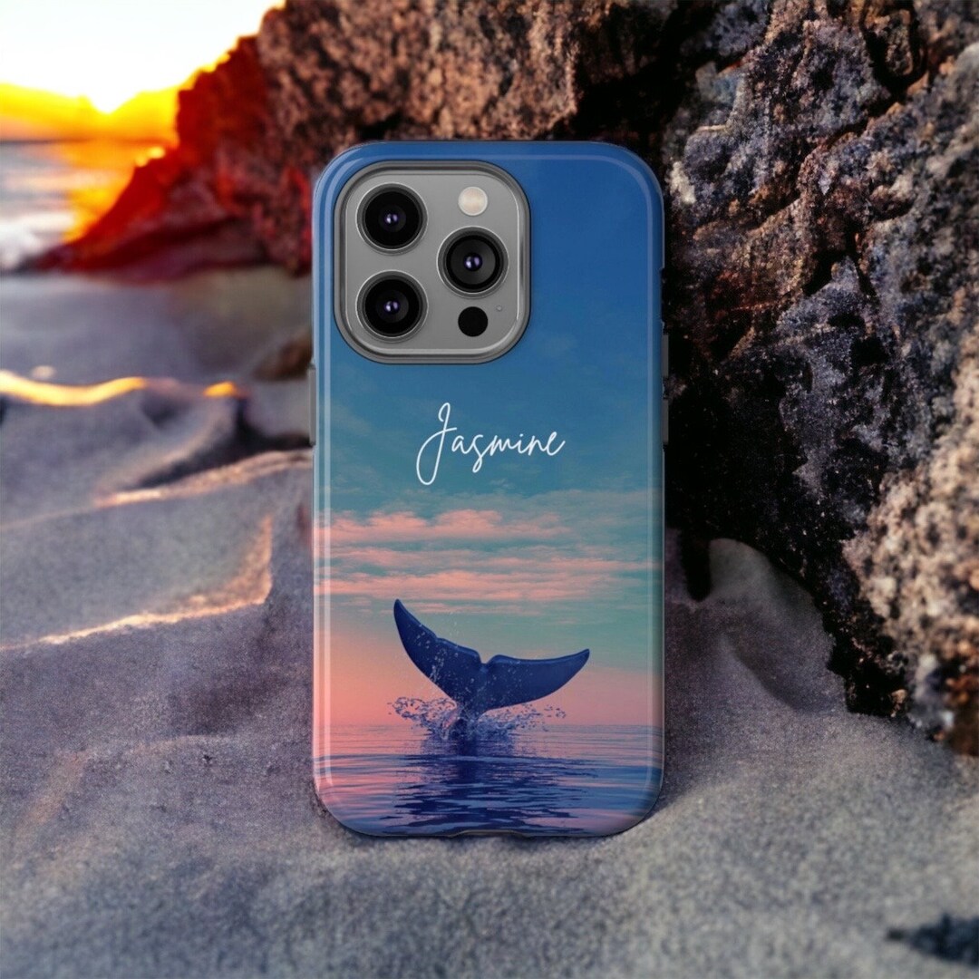 Personalized Sunset Whale Tail Phone Case, Custom Name - Etsy