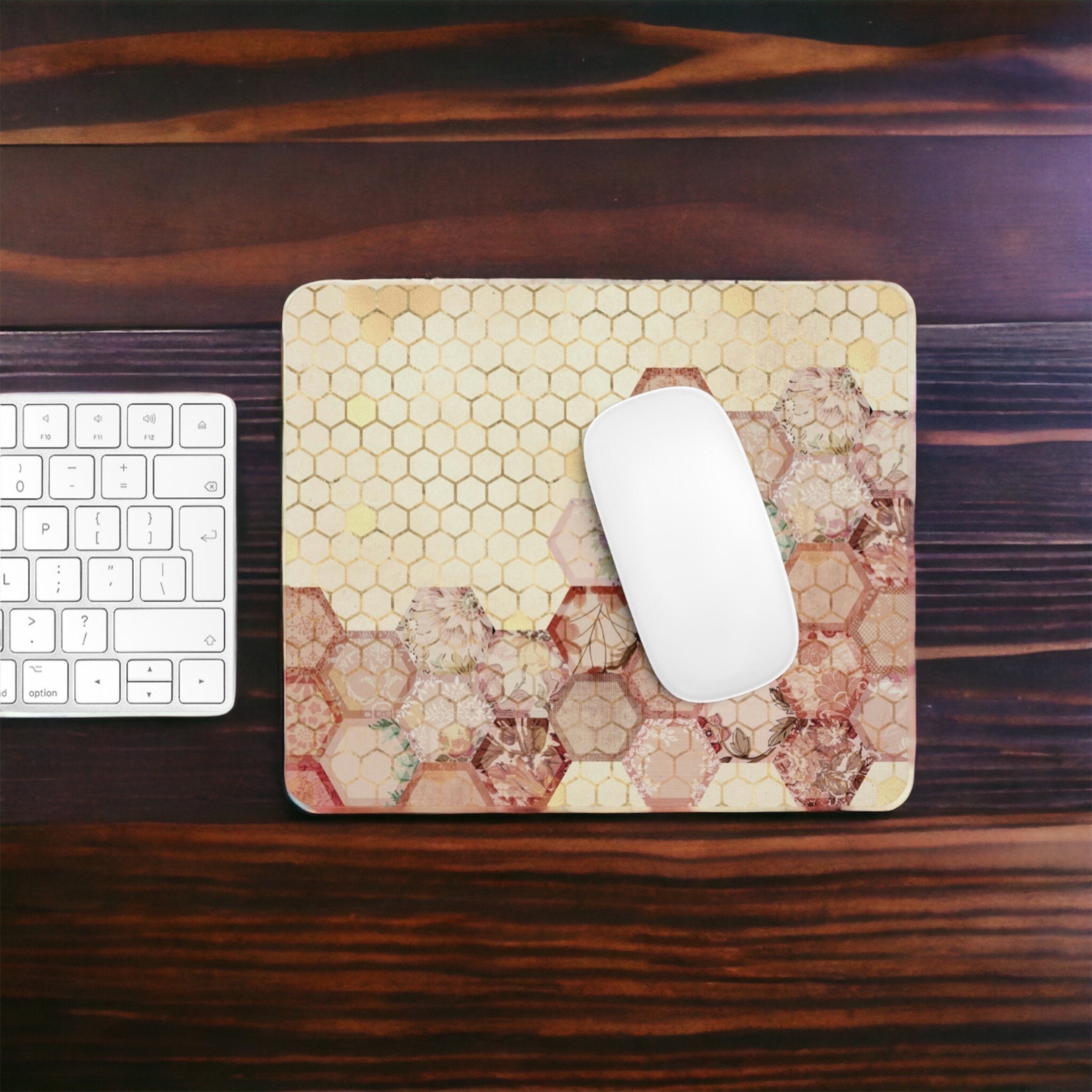Queen Bee Dusty Rose Gold Honeycomb Mouse Pad Mousepad Gift for ...