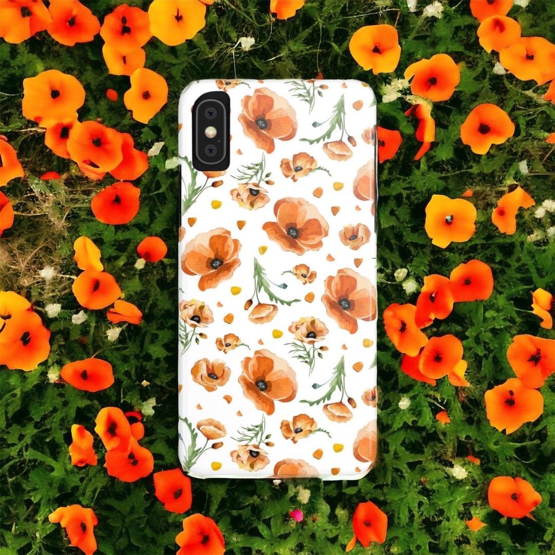 Poppy Phone Case, Orange Floral California Poppies Phone Case, Tough ...