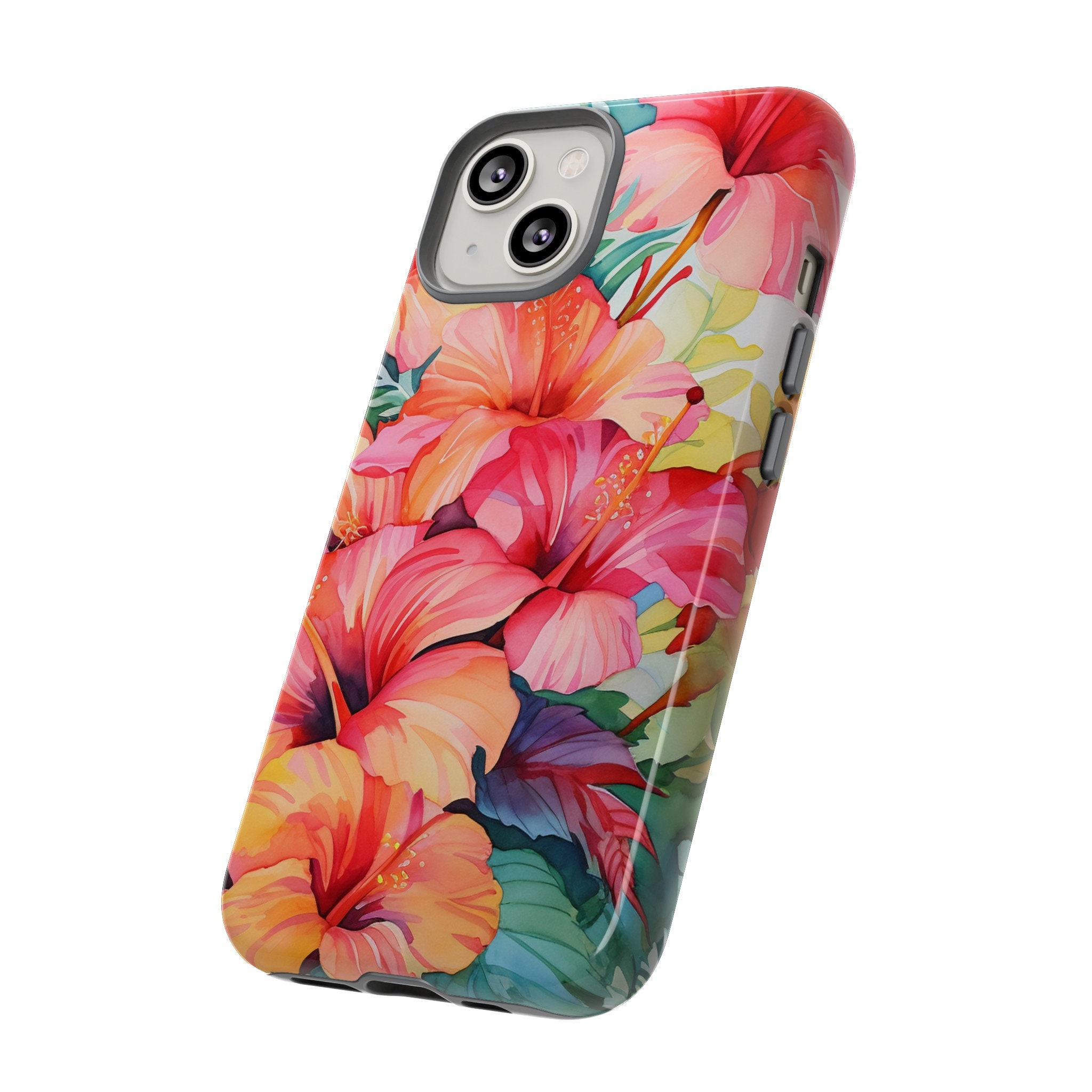 Watercolor Hibiscus Phone Case for iPhone 15, Tropical Hibiscus Phone ...