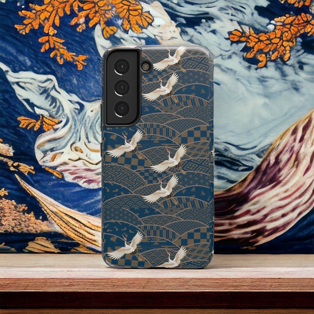 Blue Origami Crane Tough Phone Case, iPhone 15 Pro Max, Samsung Galaxy ...