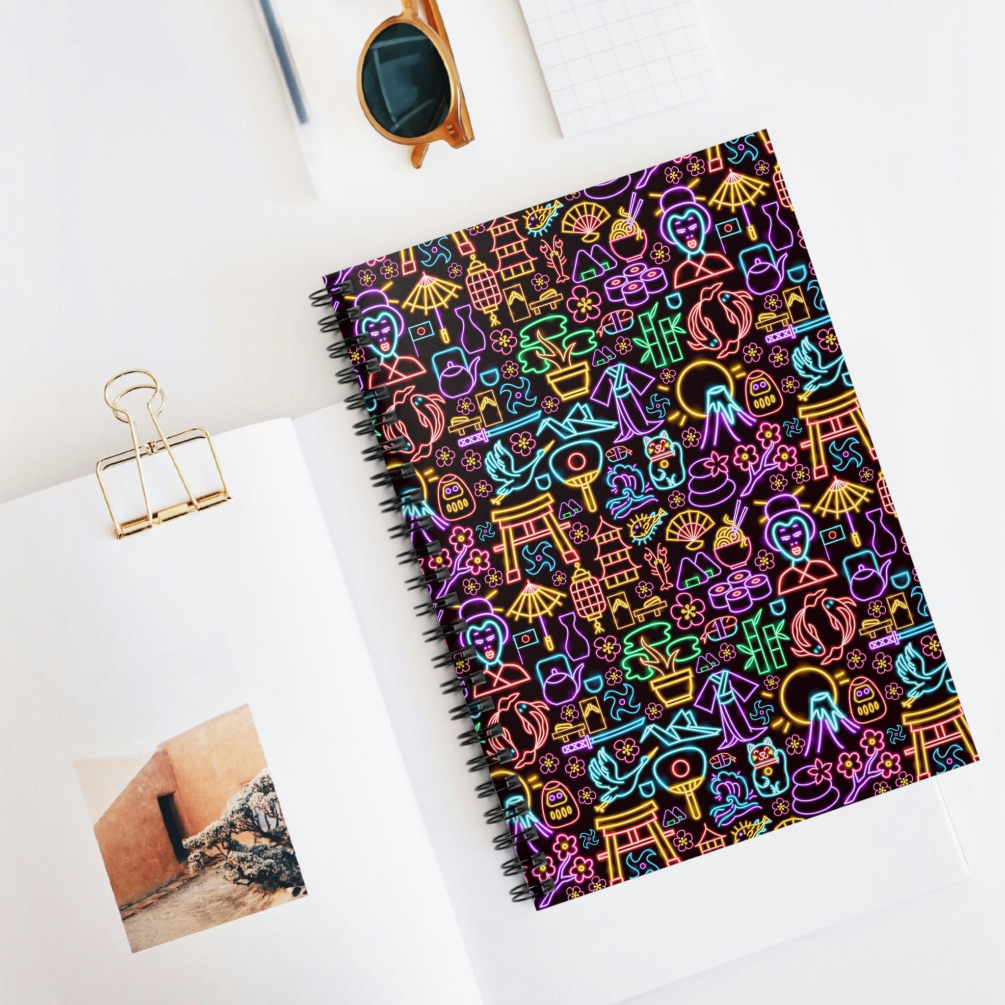Japanese Neon Night Spiral Notebook Ruled Line Stationary - Etsy