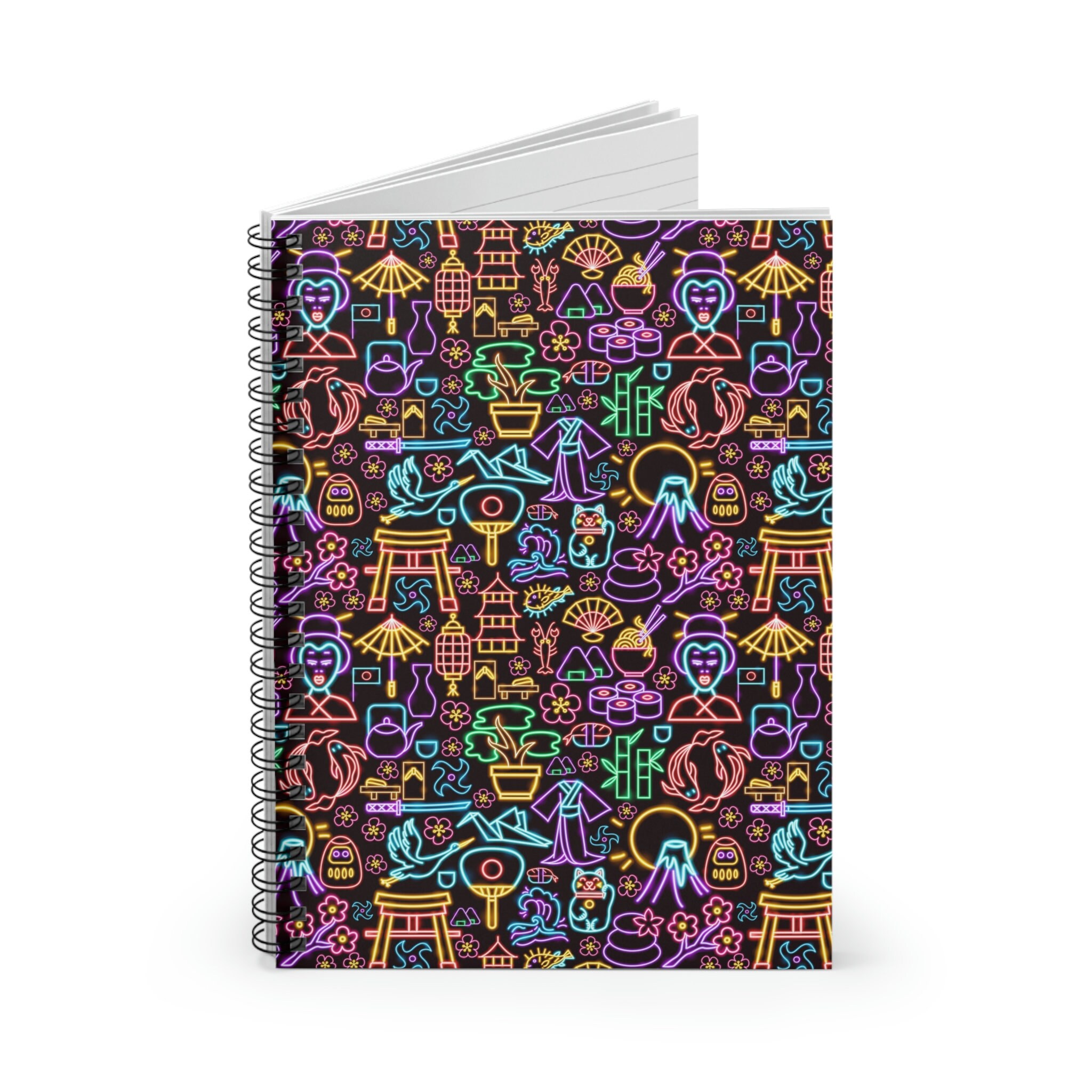 Japanese Neon Night Spiral Notebook Ruled Line Stationary - Etsy