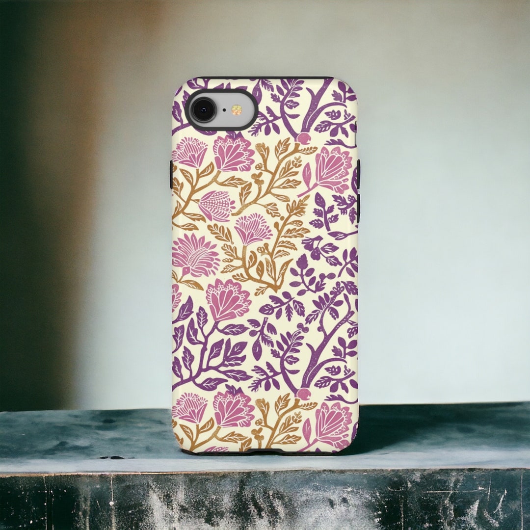 Linocut Floral Phone Case, Indian Block Print Phone Case, Flower Stamp ...