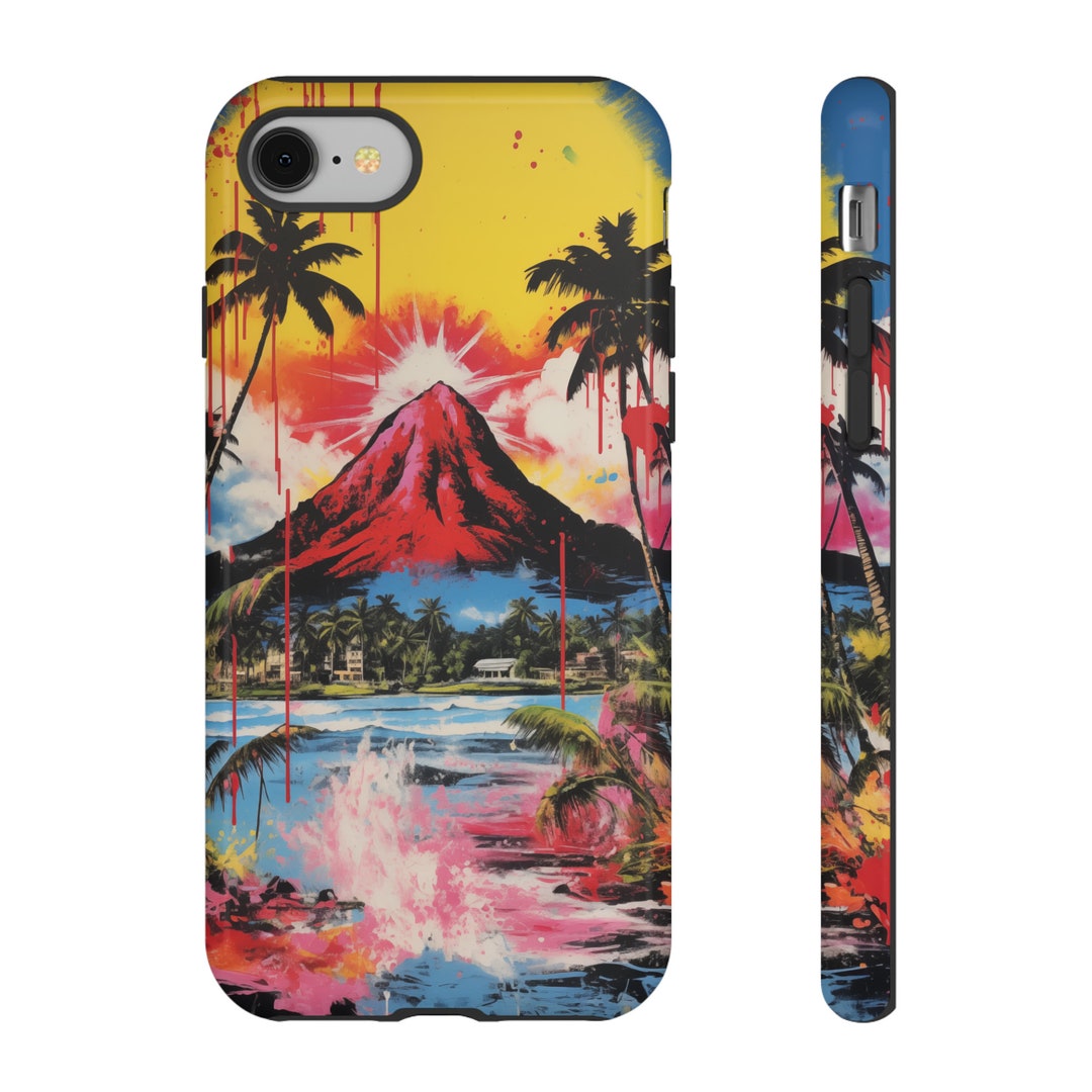 Graffiti Hawaii Phone Case, Volcano Phone Case, Tropical Phone Case - Etsy