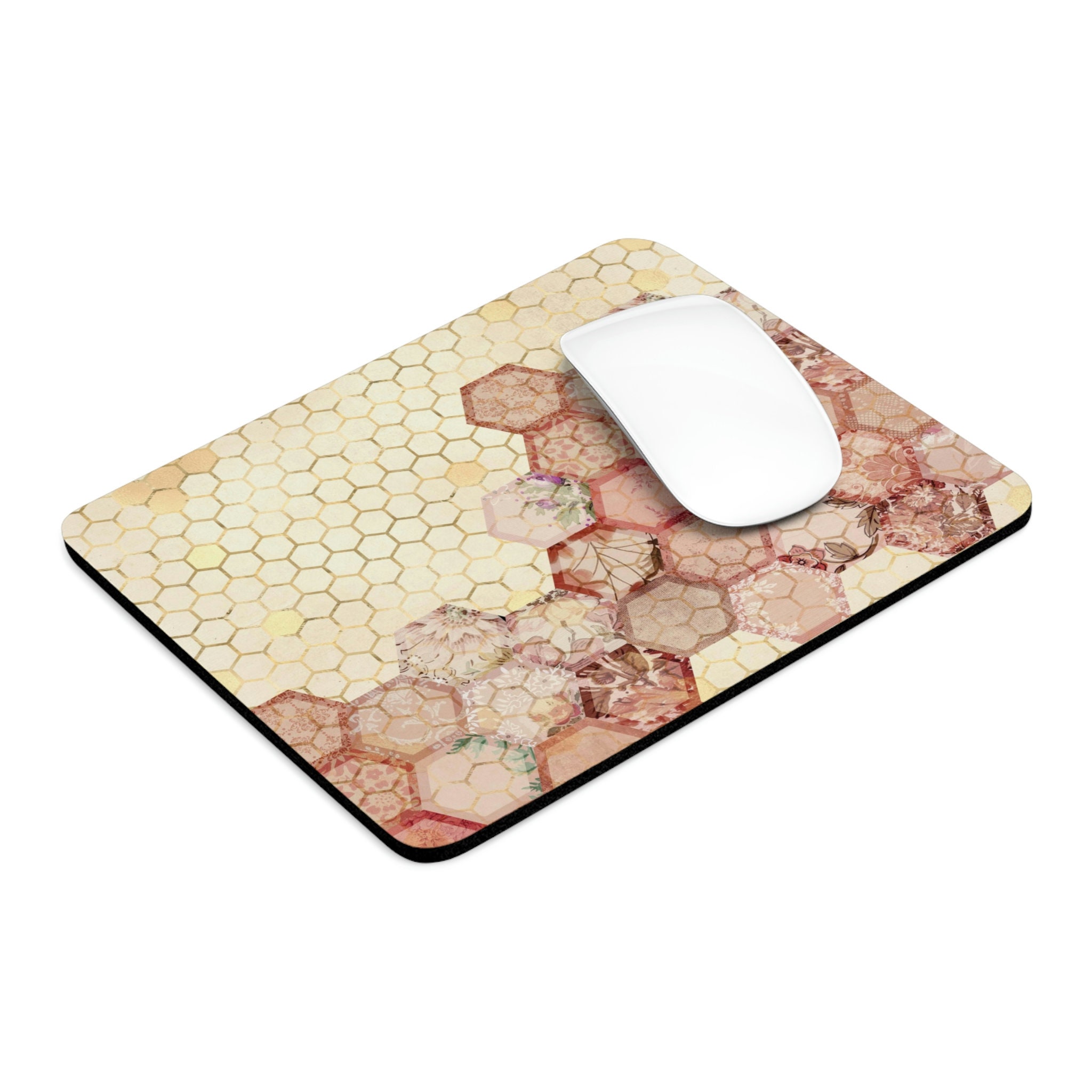 Queen Bee Dusty Rose Gold Honeycomb Mouse Pad Mousepad Gift for ...