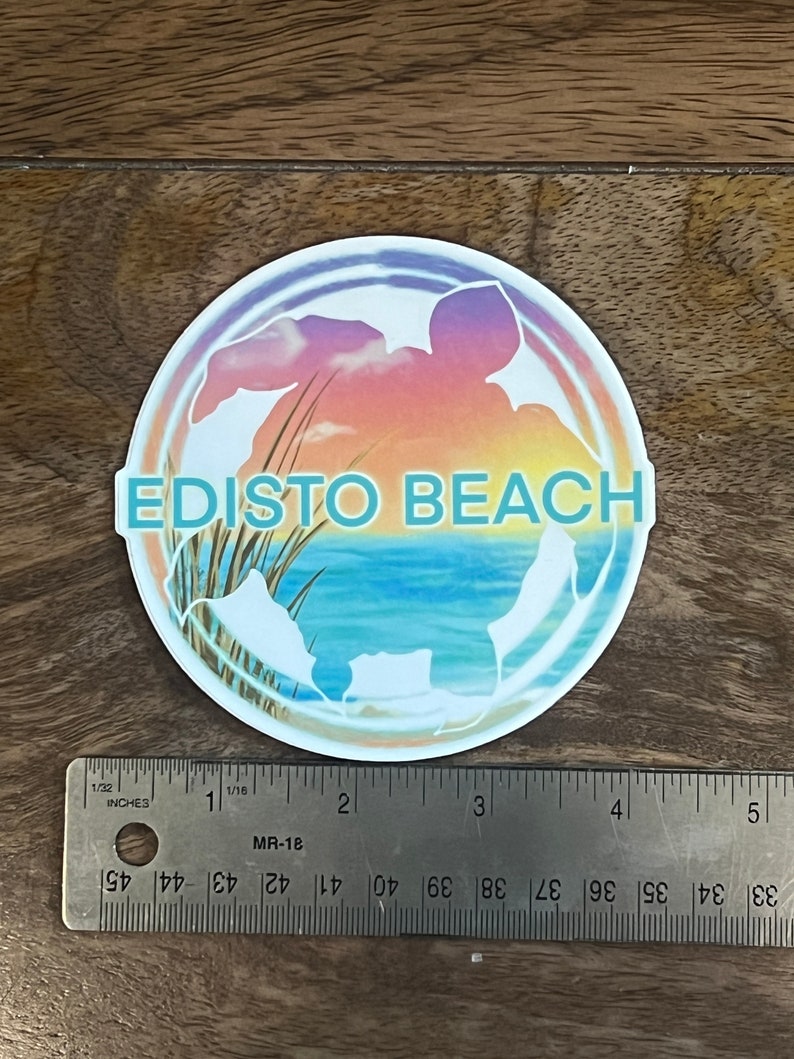 Edisto Beach Turtle Sticker / Beach Scene Scene / Souvenir / Cooler ...