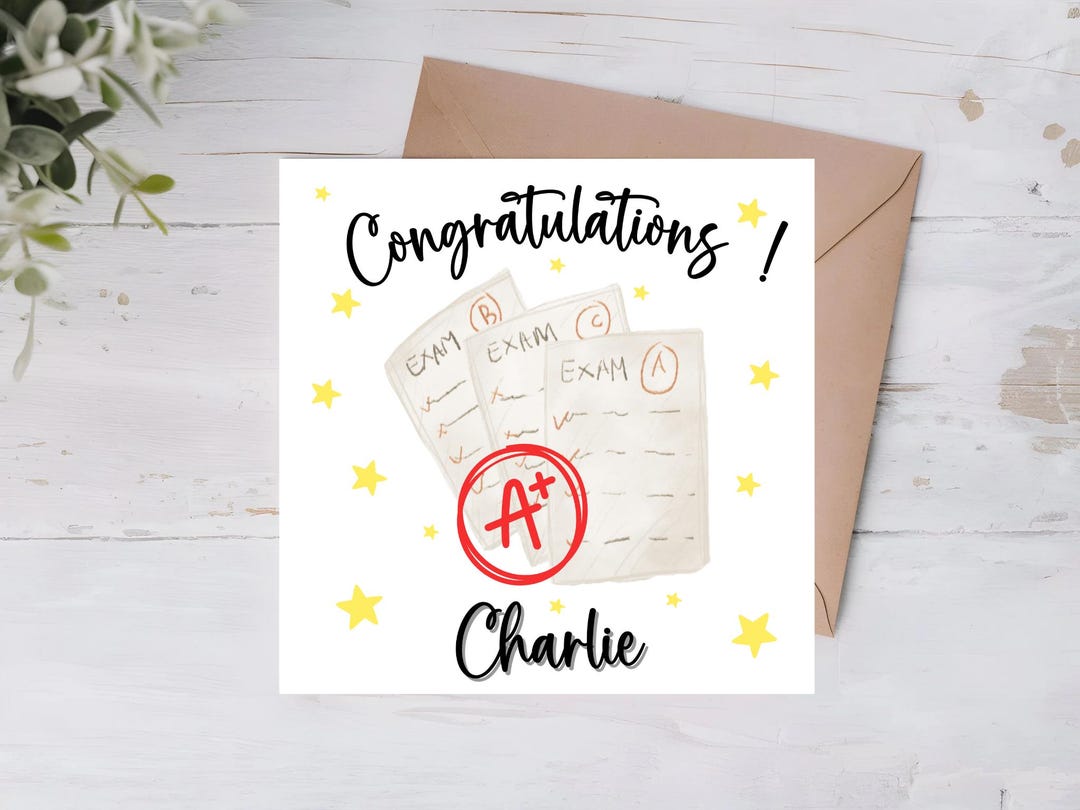 Personalized Exam Results Card: Good Luck, Congratulations Card - Etsy