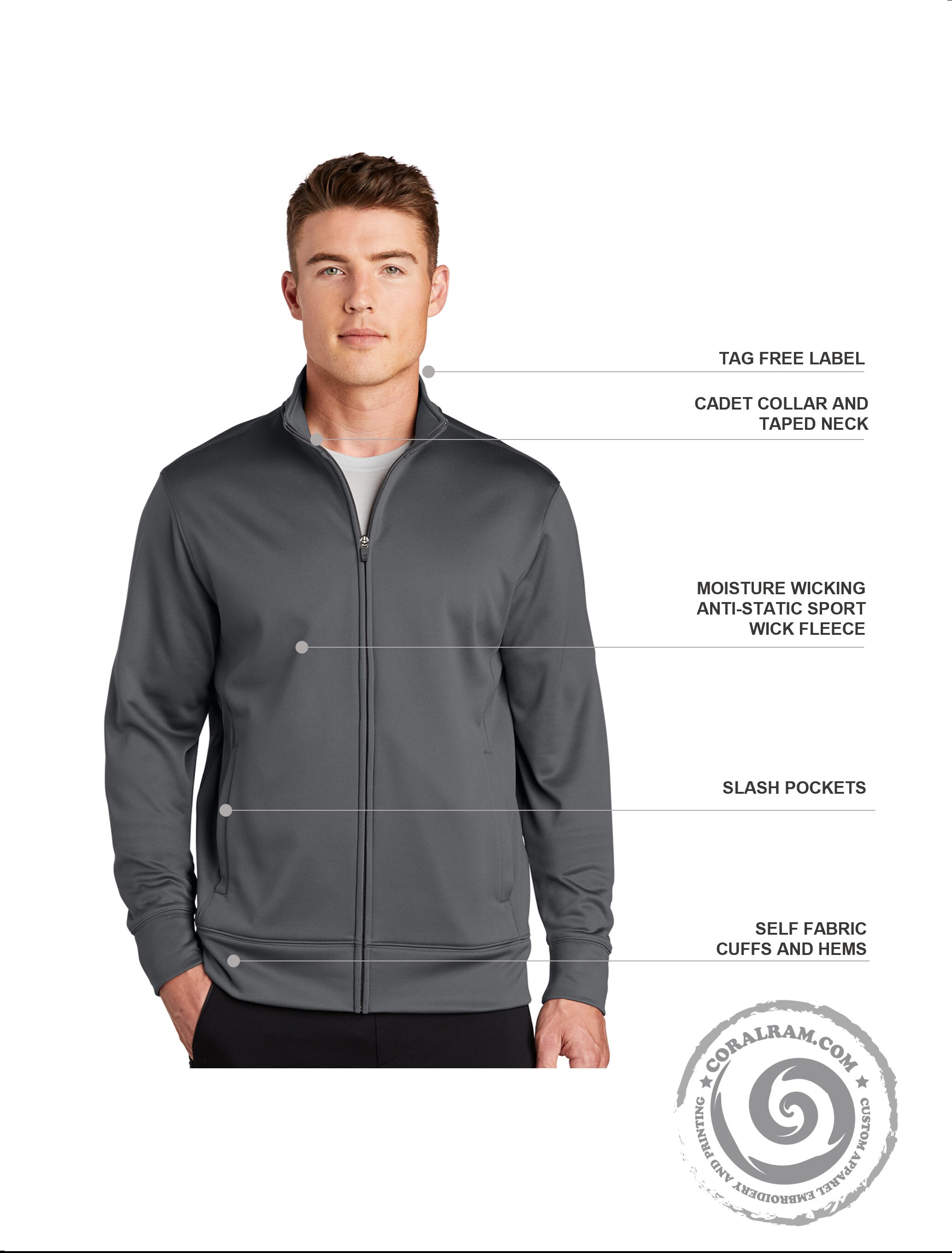 Custom Embroidered Sport-tek Sport-wick Full-zip Track Jacket ...