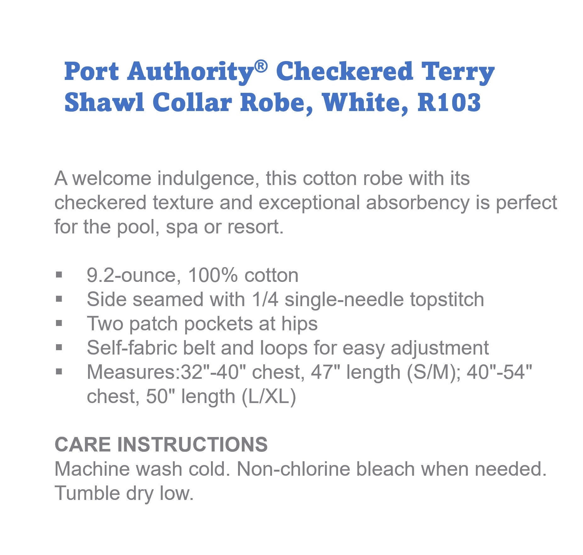 Custom Embroidered Port Authority® Checkered Terry Shawl Collar Robe ...