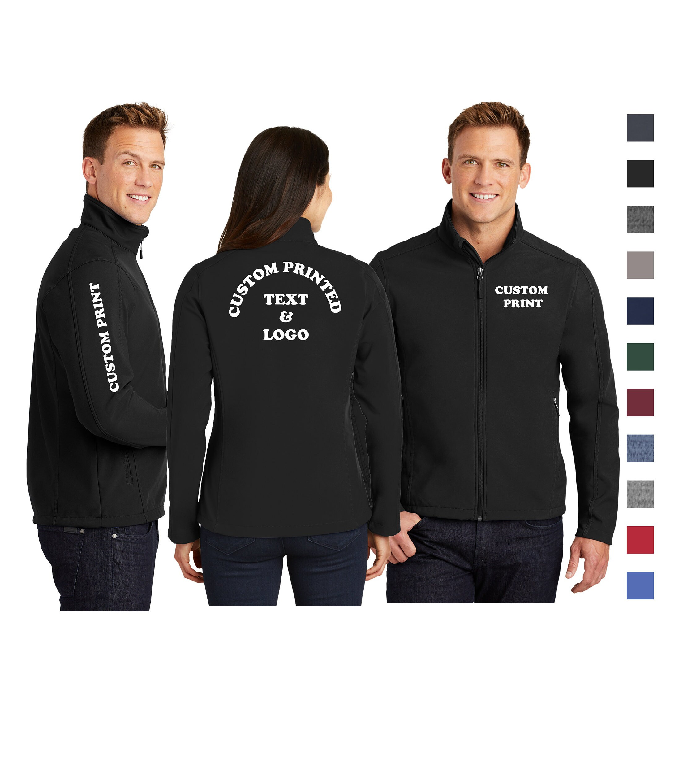 Custom PRINTED Soft Shell Full-zip Jacket Business Team Corporate ...