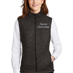 Custom Embroidered Warm Full Zip Sweater Fleece Lined Vest Business ...