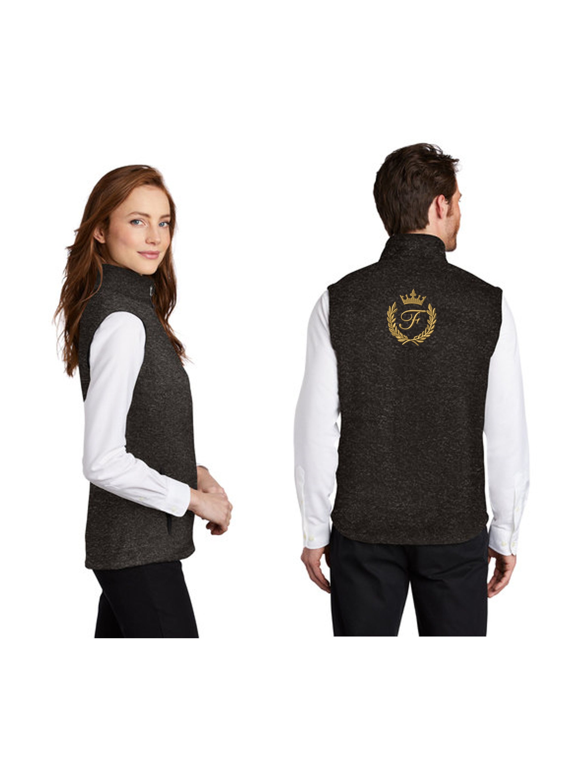 Custom Embroidered Warm Full Zip Sweater Fleece Lined Vest Business ...