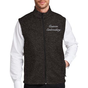 Custom Embroidered Warm Full Zip Sweater Fleece Lined Vest Business ...
