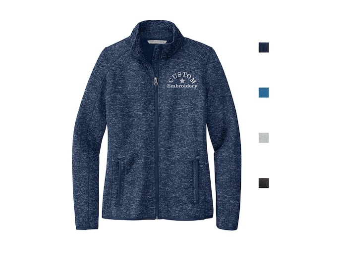Custom Embroidered Port Authority® Sweater Fleece Jacket Business Team ...