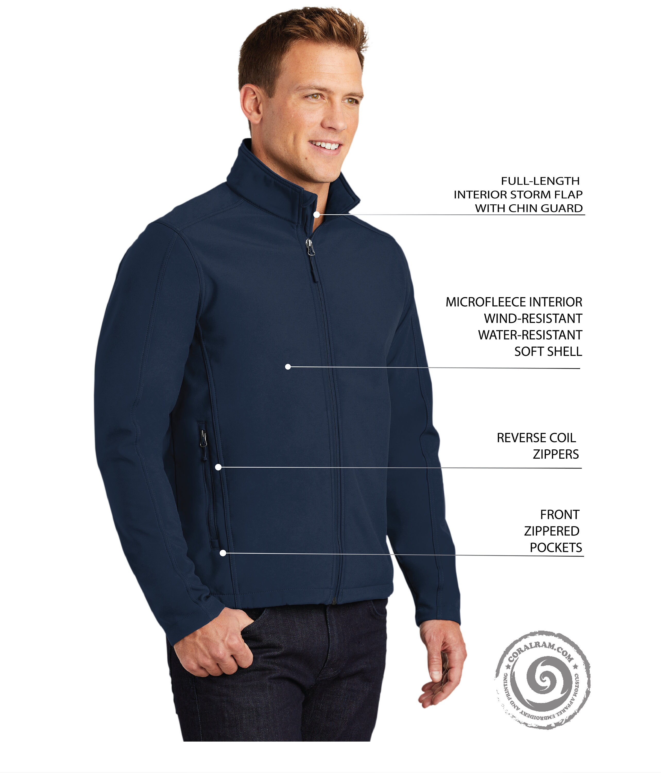 Custom PRINTED Soft Shell Full-zip Jacket Business Team Corporate ...