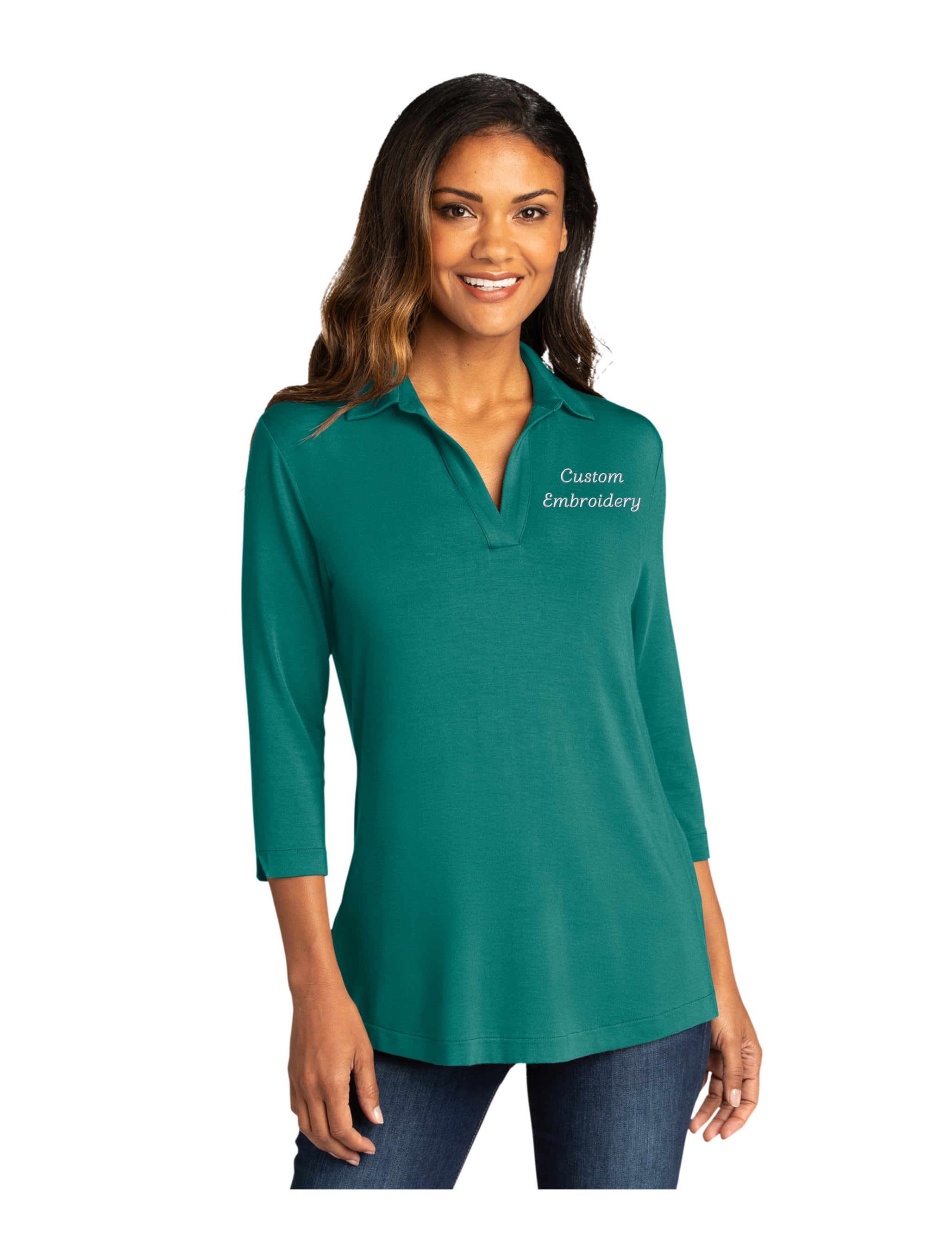 Custom Embroidered Ladies Luxe Knit Tunic Comfy Office Business Team ...