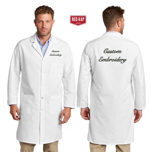 Custom Embroidered Lab Coat Red Kap® Long Laboratory Safety Wear ...