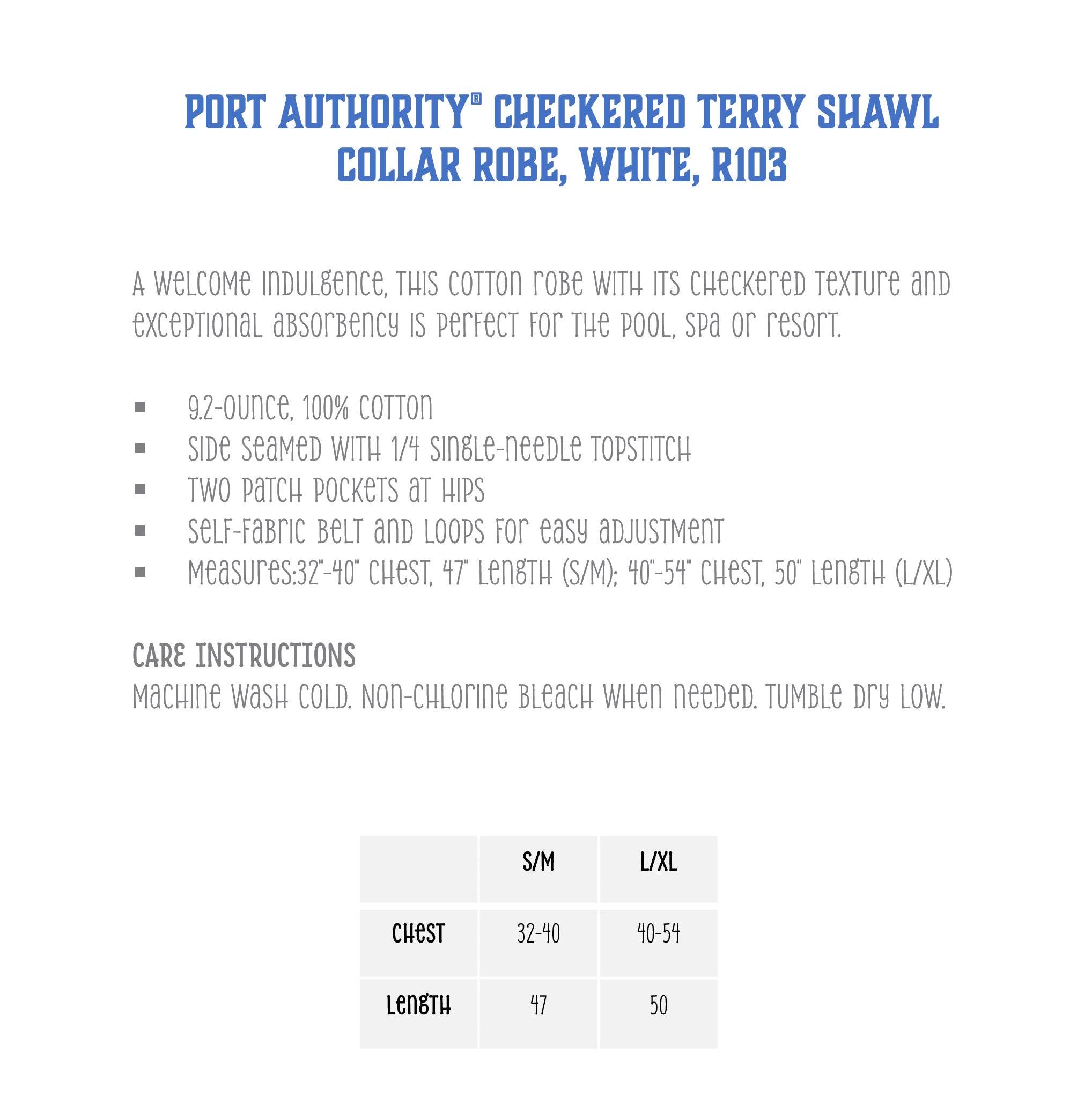 Custom Embroidered Port Authority® Checkered Terry Shawl Collar Robe ...
