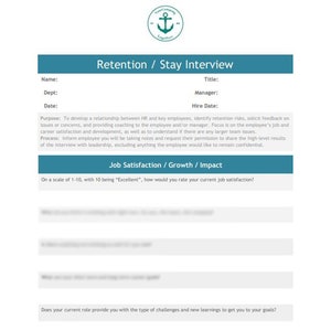 Retention / Stay Interview Template for Managers or HR - Customizable ...