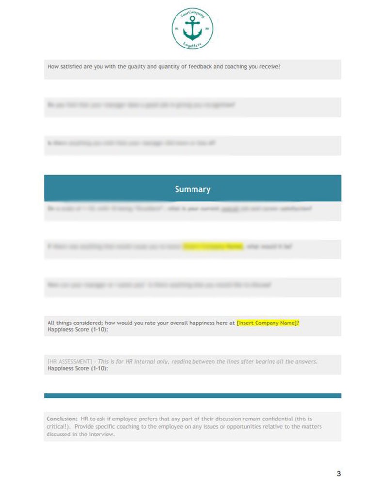 Retention / Stay Interview Template for Managers or HR - Customizable ...
