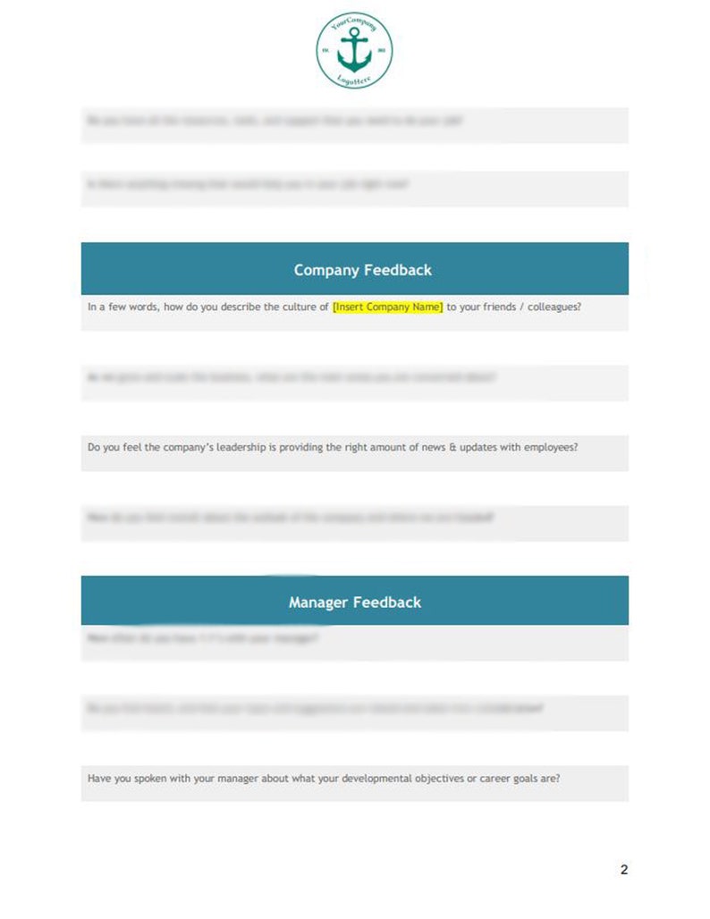 Retention / Stay Interview Template for Managers or HR - Customizable ...
