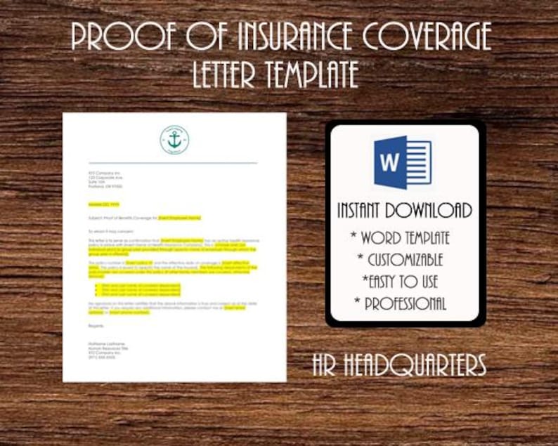 Benefits - Proof of Insurance Coverage Letter (customizable Template ...