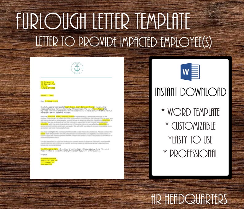 Customizable Furlough Letter Template (word Template) - Etsy