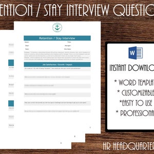Retention / Stay Interview Template for Managers or HR - Customizable ...